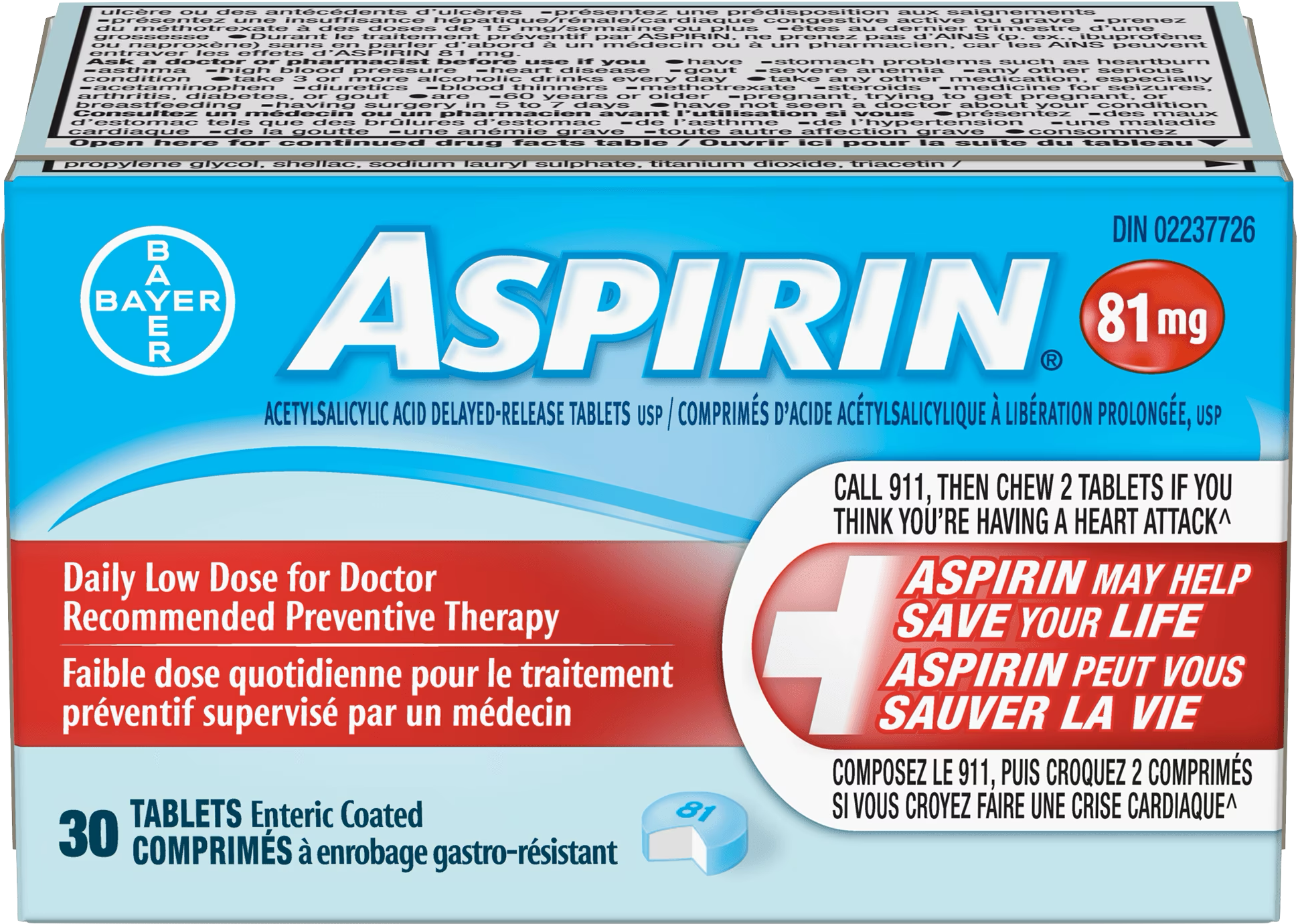 Aspirin 81mg Acetylsalicylic Acid Delayed-Release Tablets USP 30ct ( 6 ...