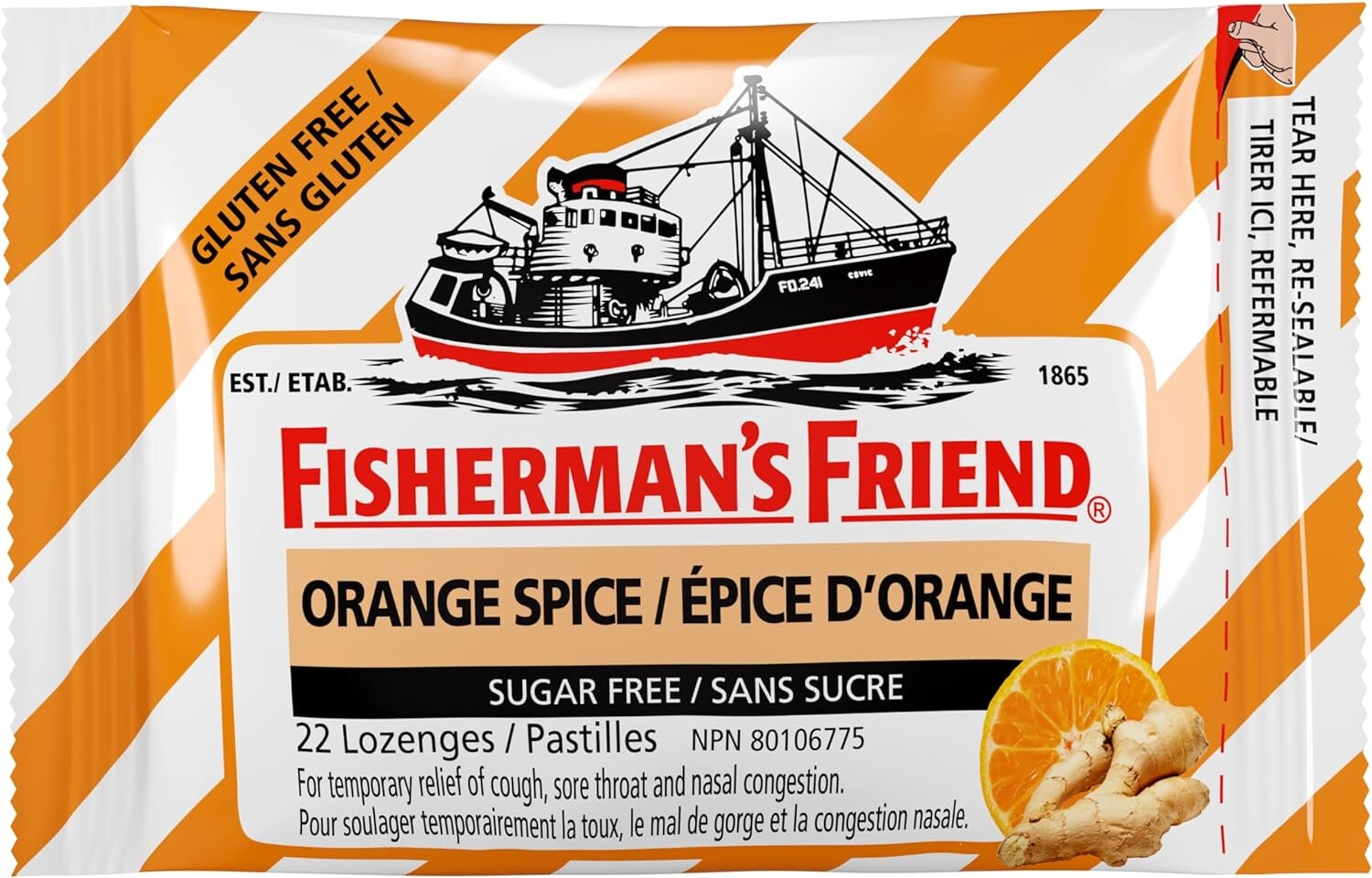 Fisherman's Friend Lozenge Cough Drops - Orange Spice (8 x 22ct ...