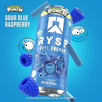 RYSE Fuel Energy Drink - Sour Punch Blue Raspberry (12 x 473mL) (Can ...