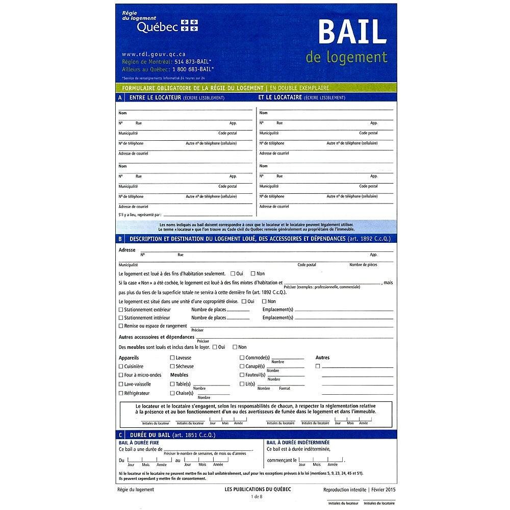 Lease of a Dwelling - Bail de Logement (Quebec) (Pack of 25) | Quecan ...