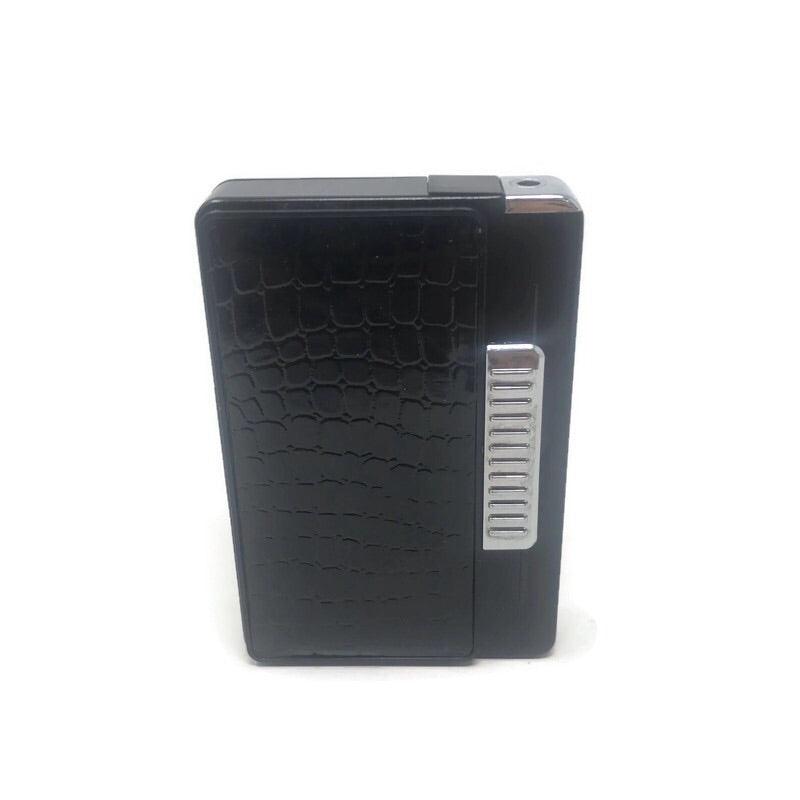 Crocodile Black Leather Skin Cigarette Case and Lighter– Quecan ...